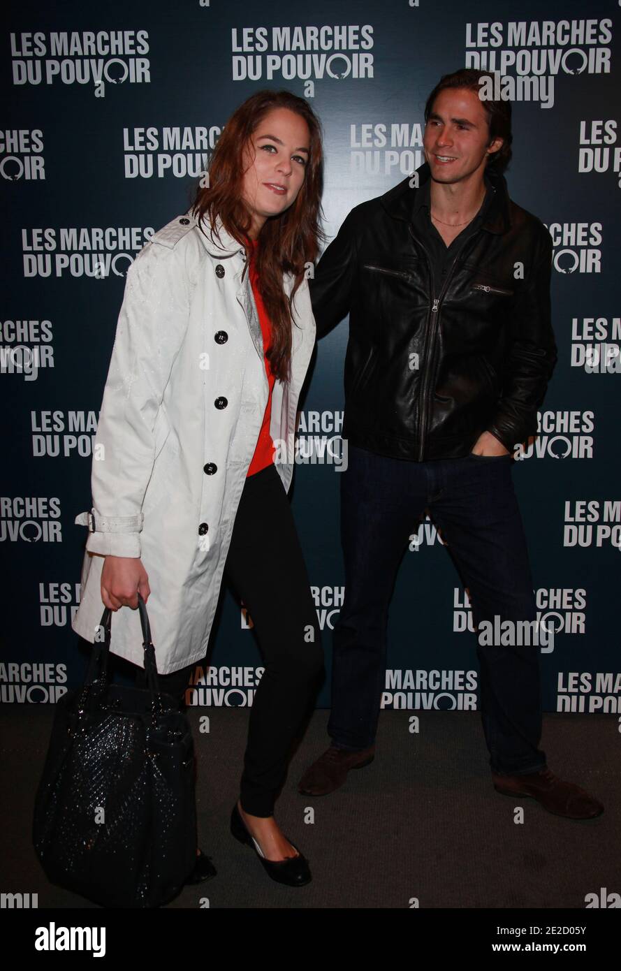 Anouchka Delon and boyfriend attending the French premiere of 'The Ides ...