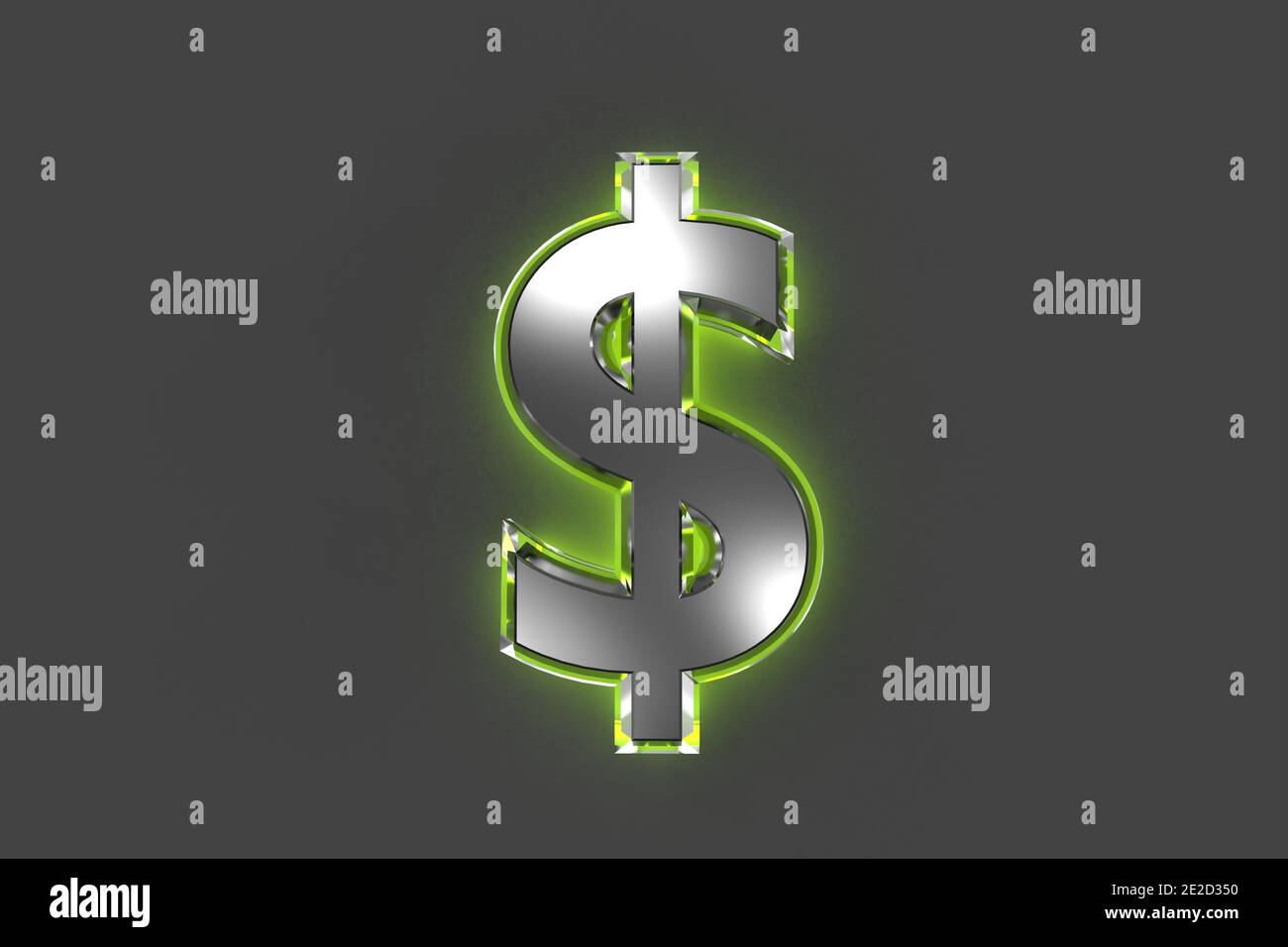 Grey metal alphabet with green shine glassy outline - dollar - peso ...