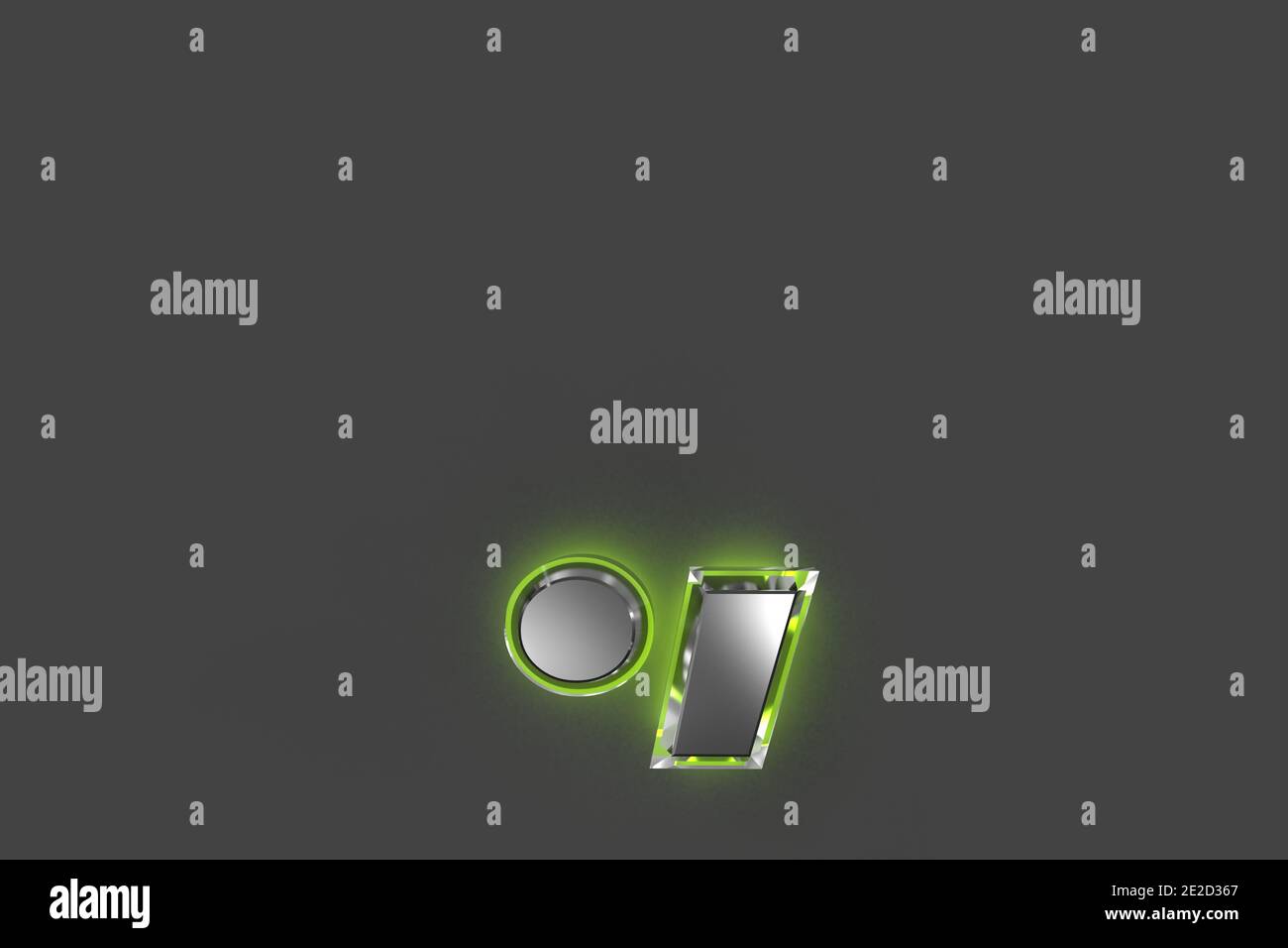 Grey brassy font with green shiny glassy outline - period (full stop ...