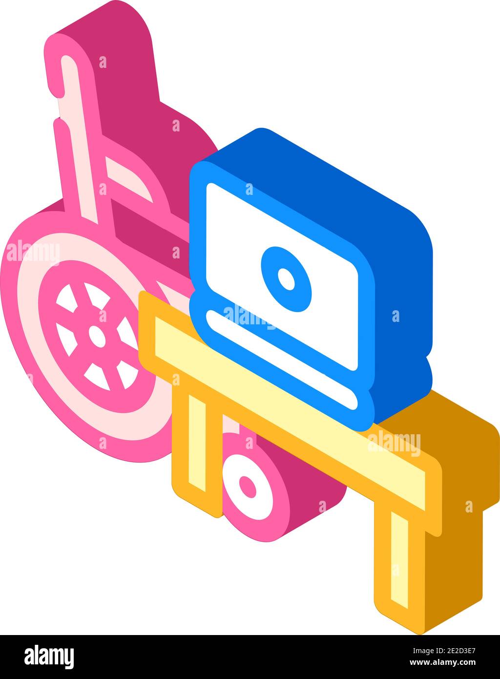 disabled remote job isometric icon vector illustration Stock Vector ...