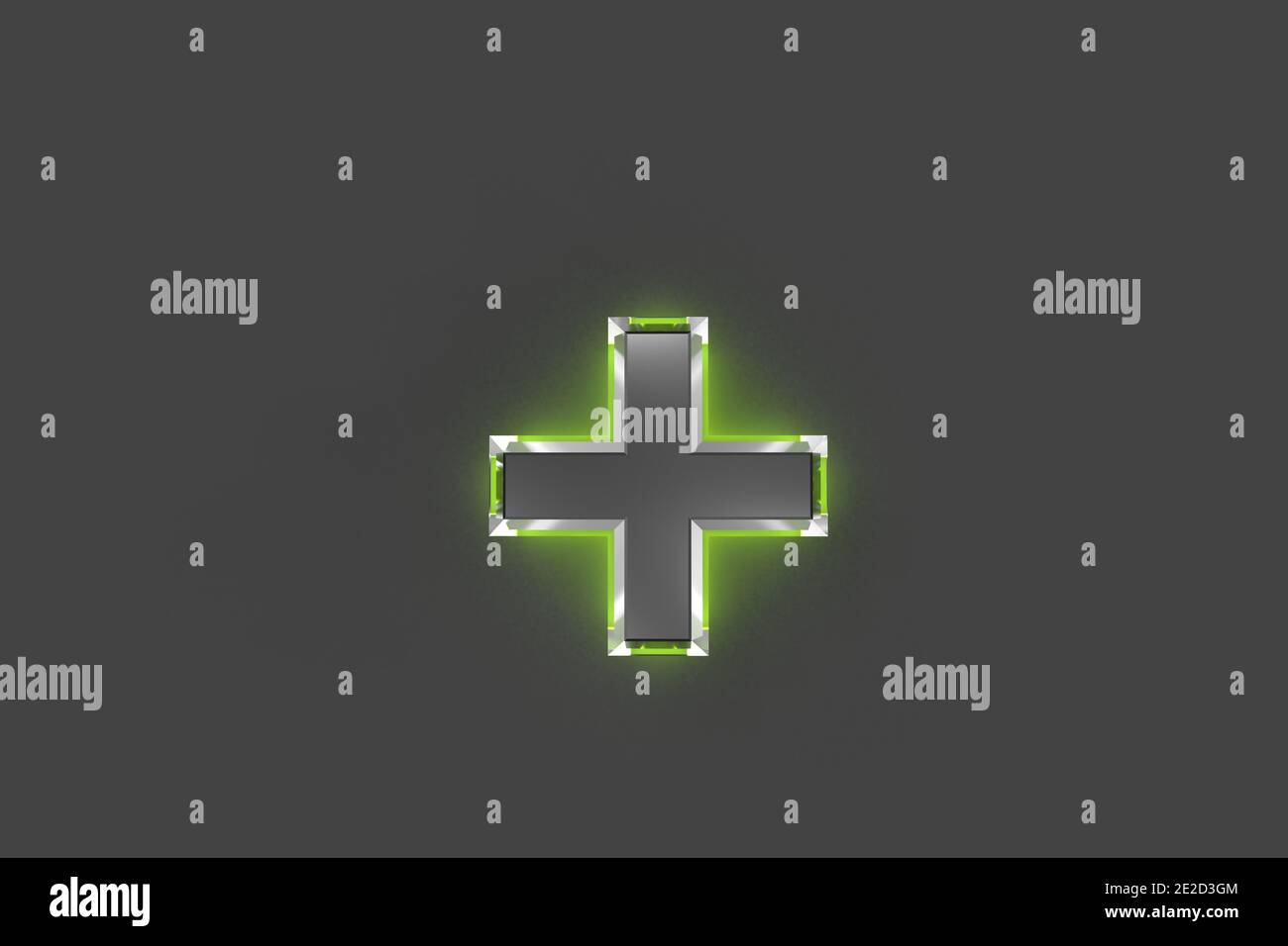 Grey metalline alphabet with green polished reflective outline - plus ...