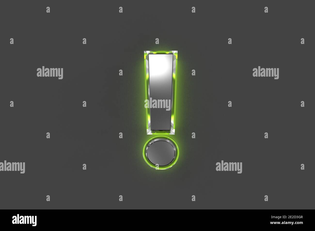 Grey metal font with green shine glass made outline - exclamation point ...