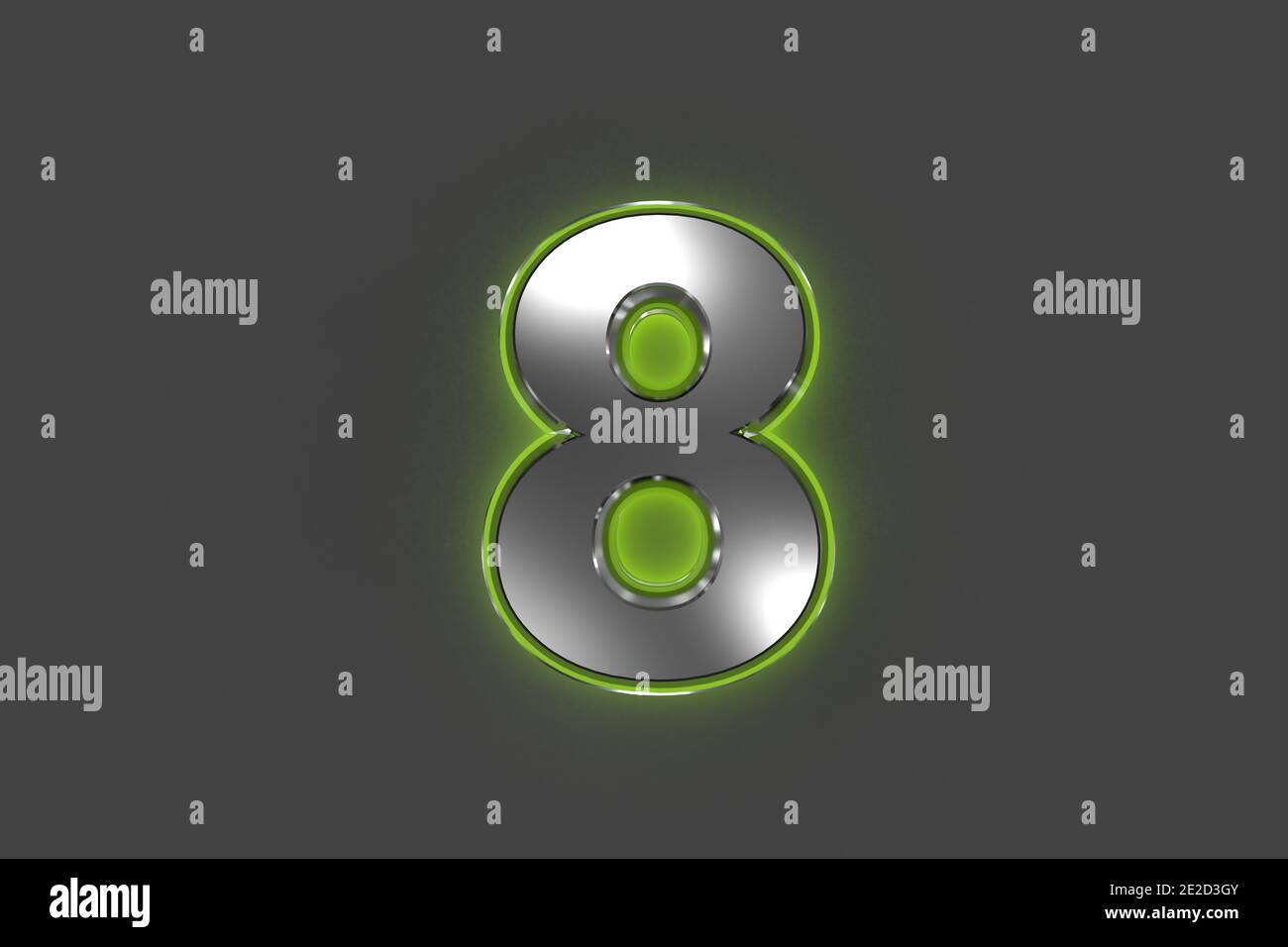 Grey metallic font with green shiny glass made outline - number 8 ...
