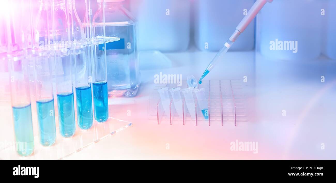 Science and molecular biology background, panoramic image. Plastic ...