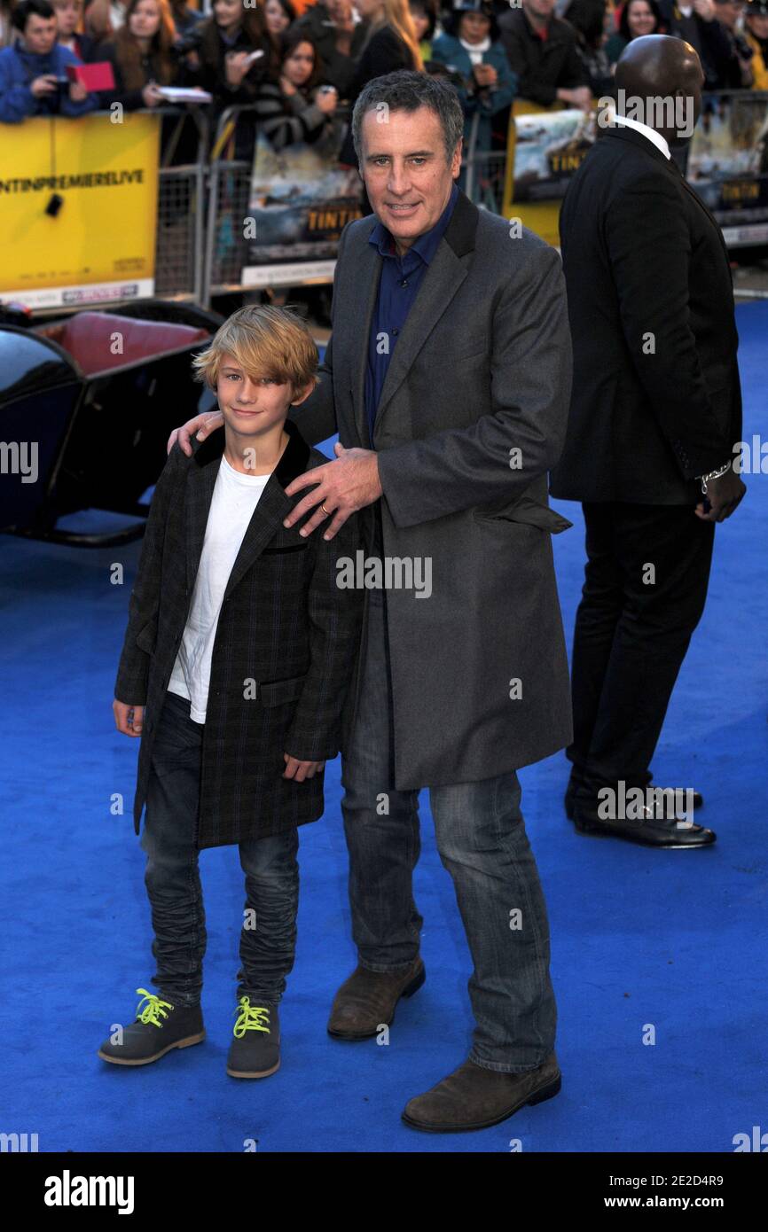 Durmot Murnaghan and his son attend the UK Premiere of 'Tintin' at the ...