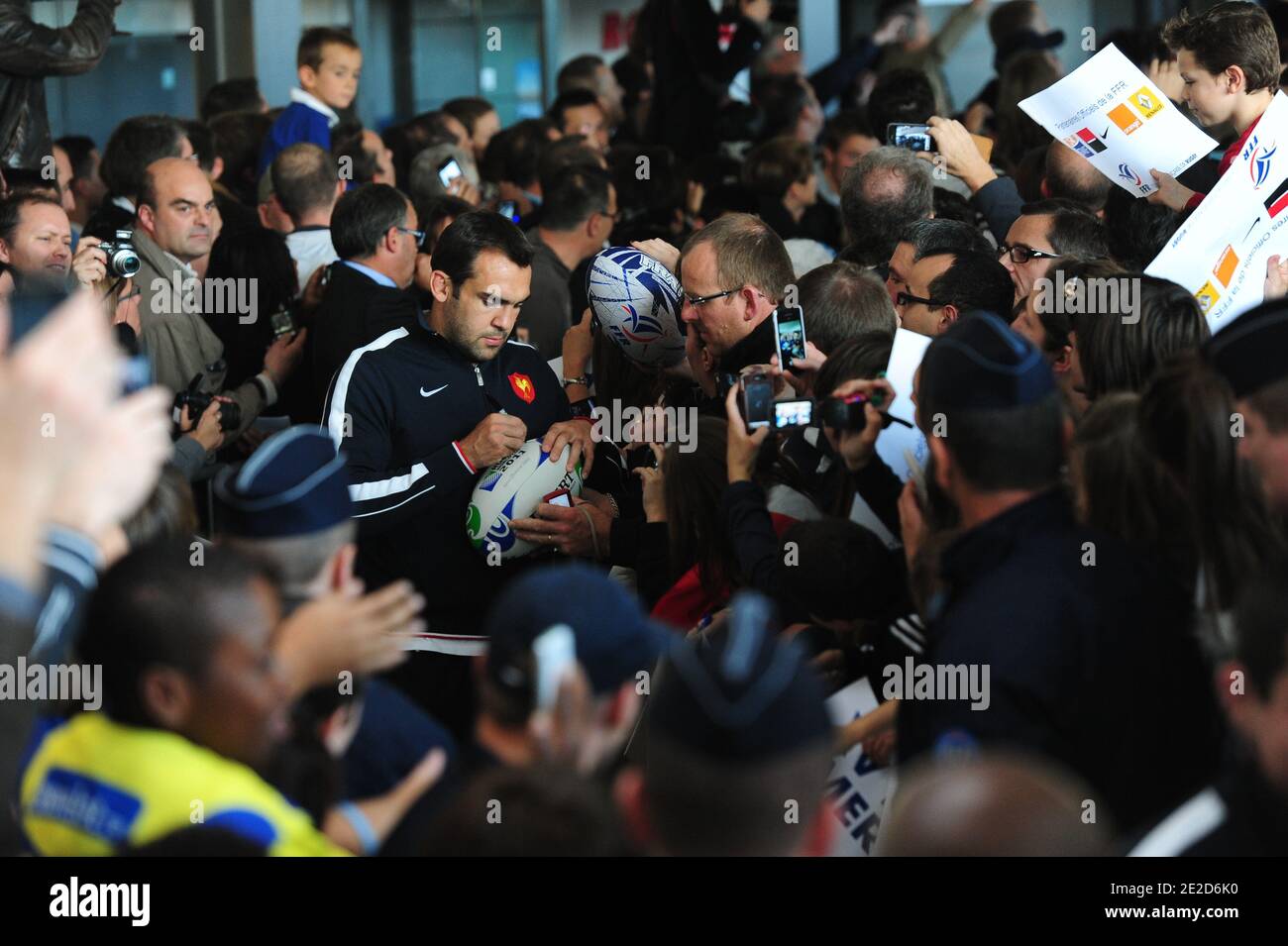 France's rugby union national team David Marty arrives at Paris Charles ...