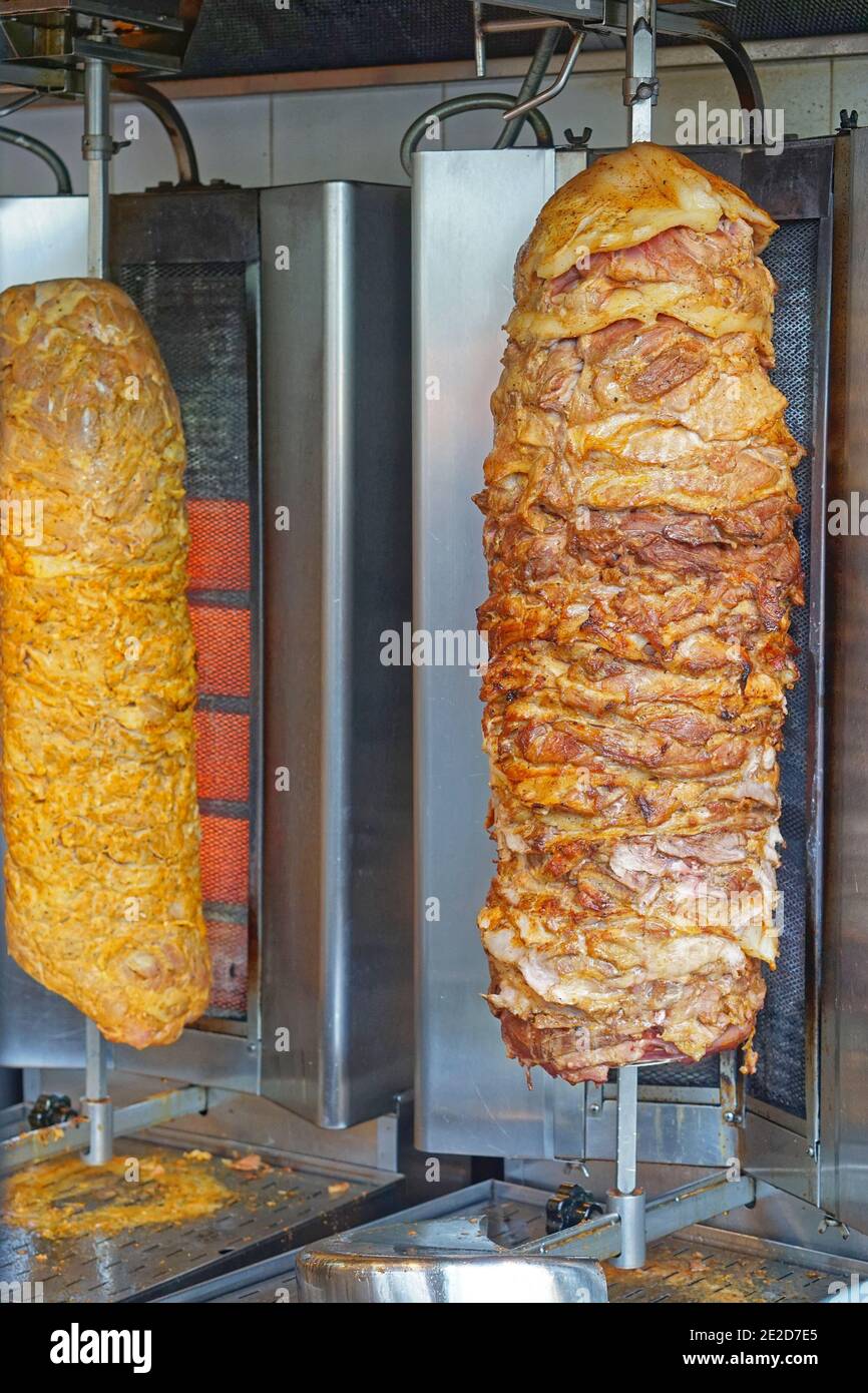 Turkish fast food restaurant kebab grill meat Stock Photo - Alamy