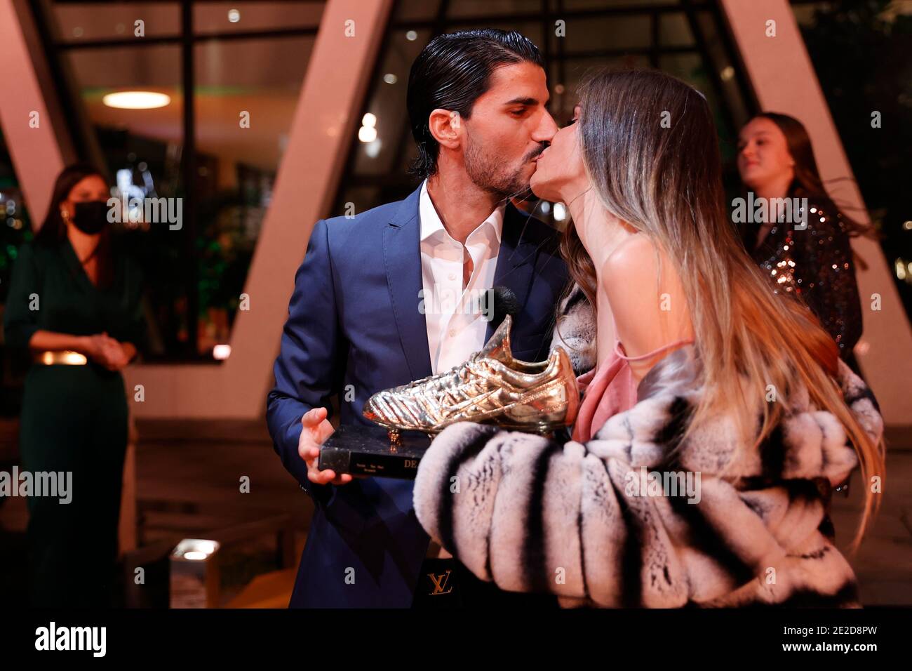 Antwerp's Lior Refaelov and his wife Gal pictured during the 67th ...