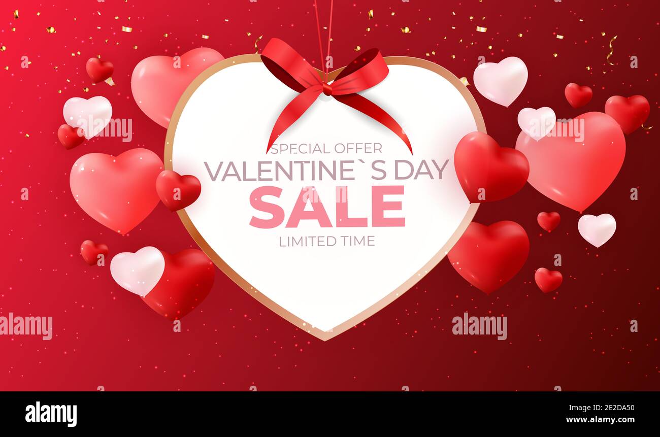 Valentine's Day sale banner Background Design. Template for advertising ...