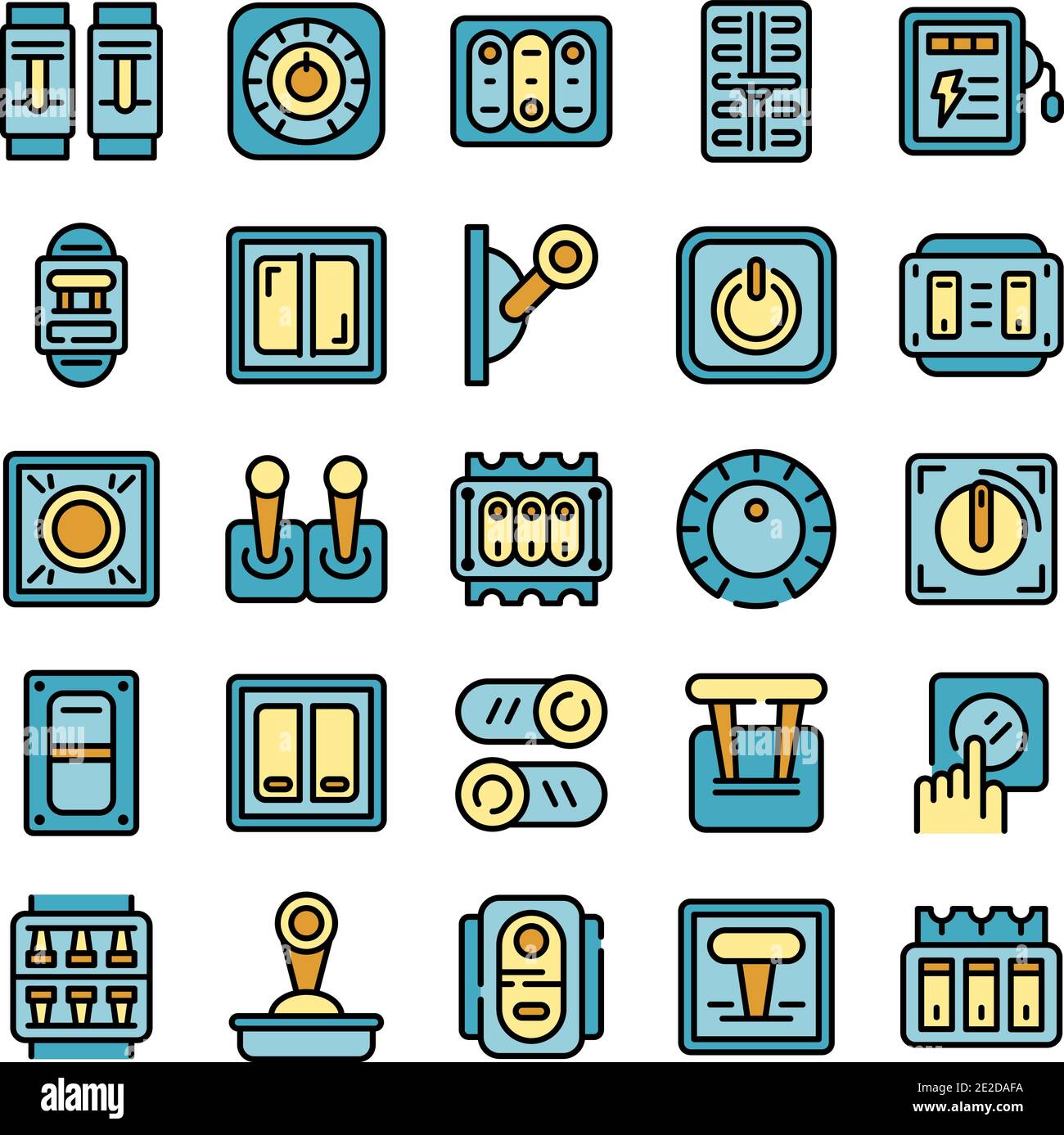 Breaker switch icons set. Outline set of breaker switch vector icons ...
