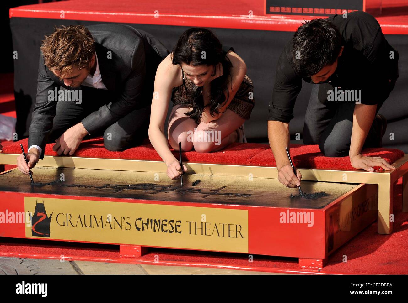 Actor Robert Pattinson, actress Kristen Stewart and actor Taylor ...