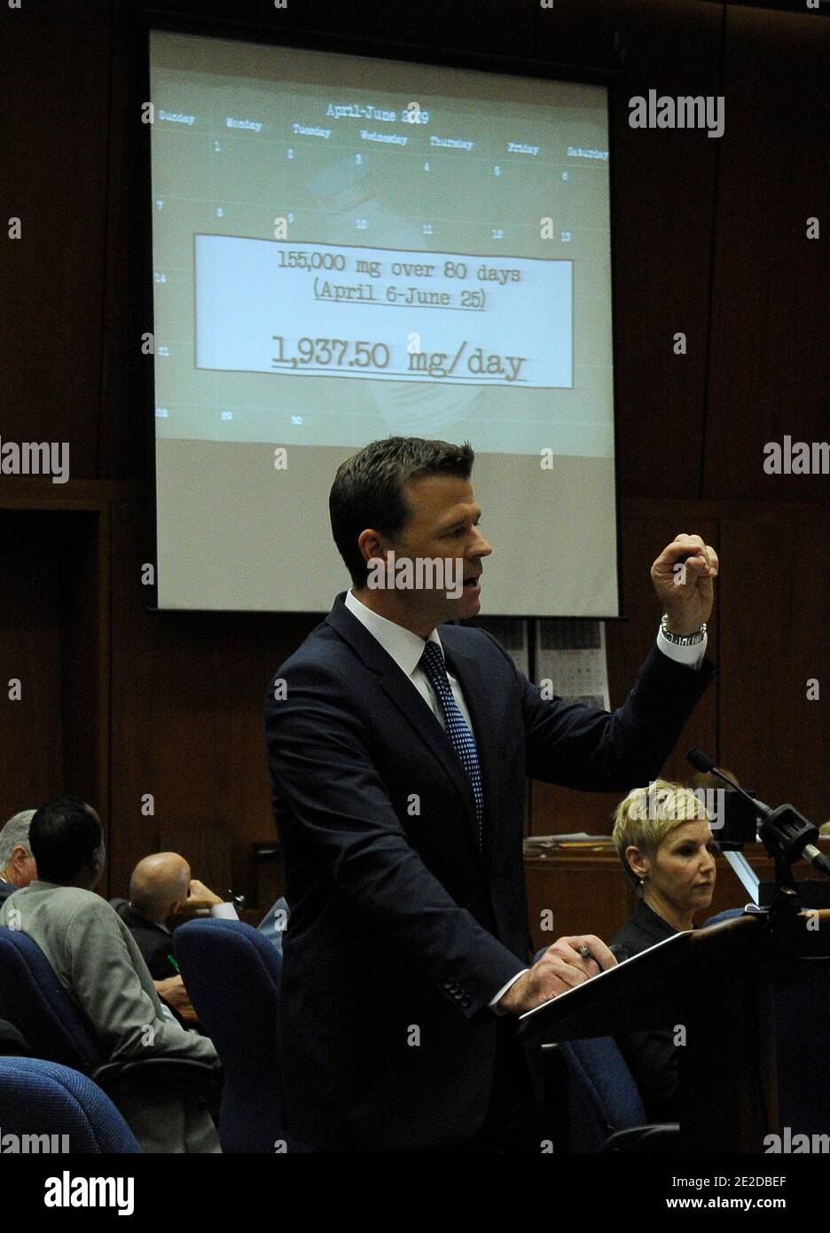 Los Angeles Deputy District Attorney David Walgren projects a calendar ...
