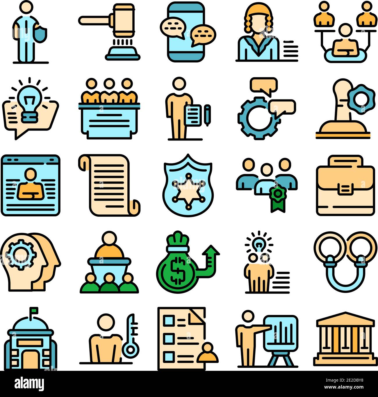 Authority icons set. Outline set of authority vector icons thin line ...