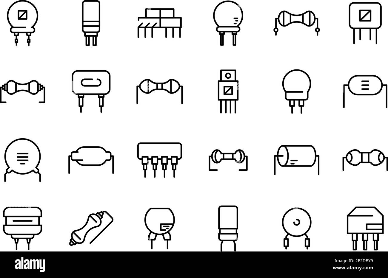 Resistor icons set. Outline set of resistor vector icons for web design ...