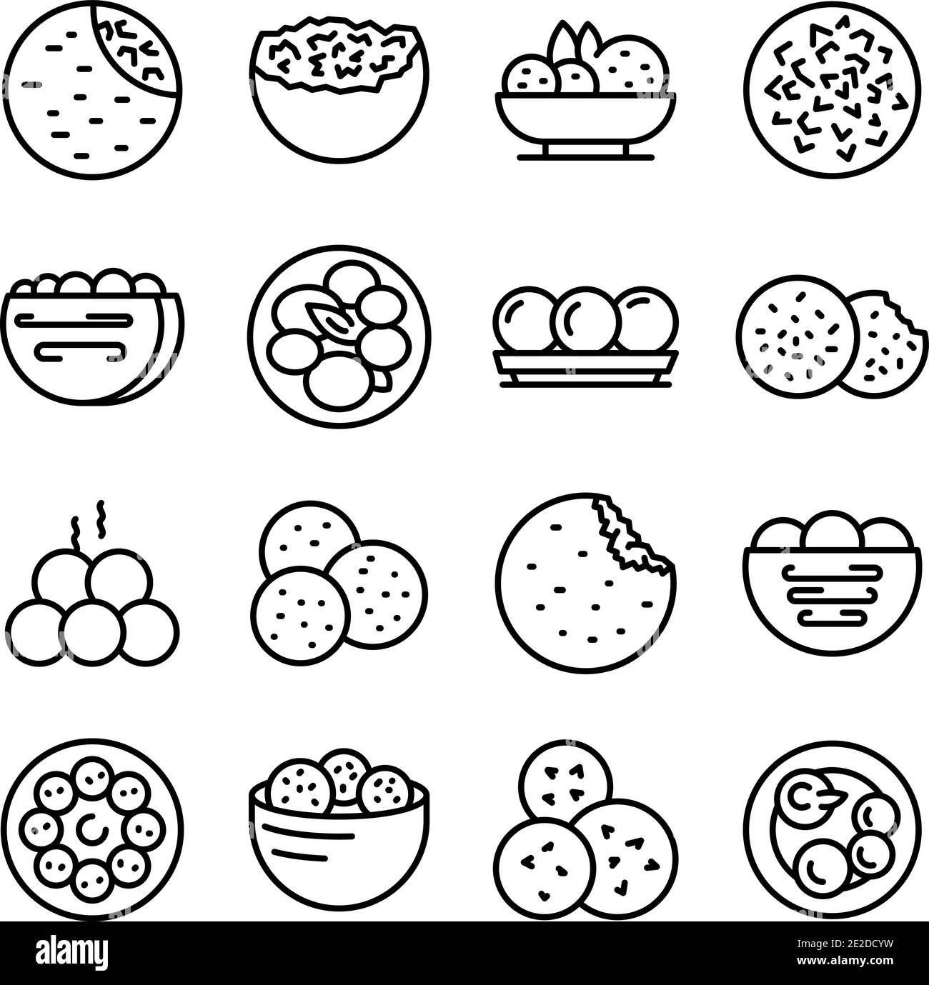 Falafel icons set. Outline set of falafel vector icons for web design ...