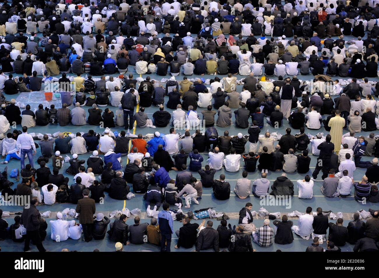 French Muslims pray at Chanot Park in Marseille, France on November 6 ...