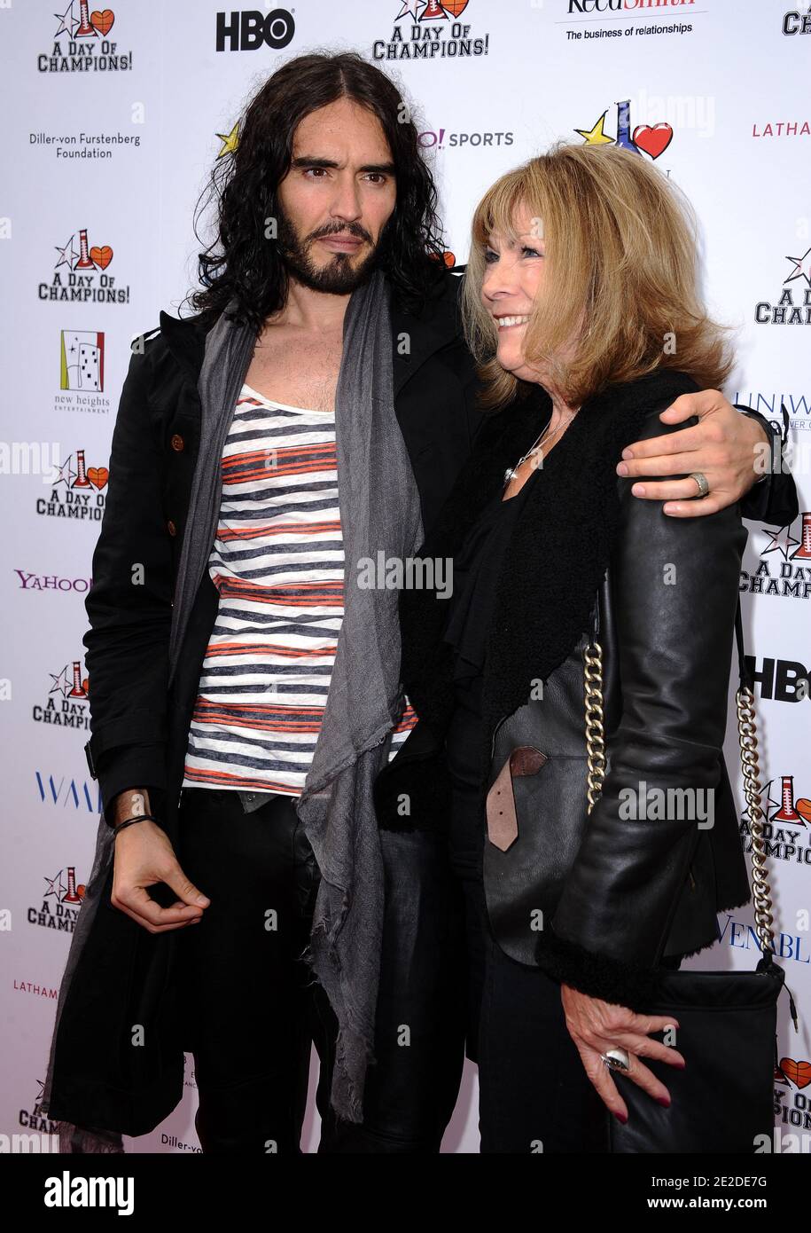 Russell Brand with mother Barbara Elizabeth arrive at the 'A Day Of ...