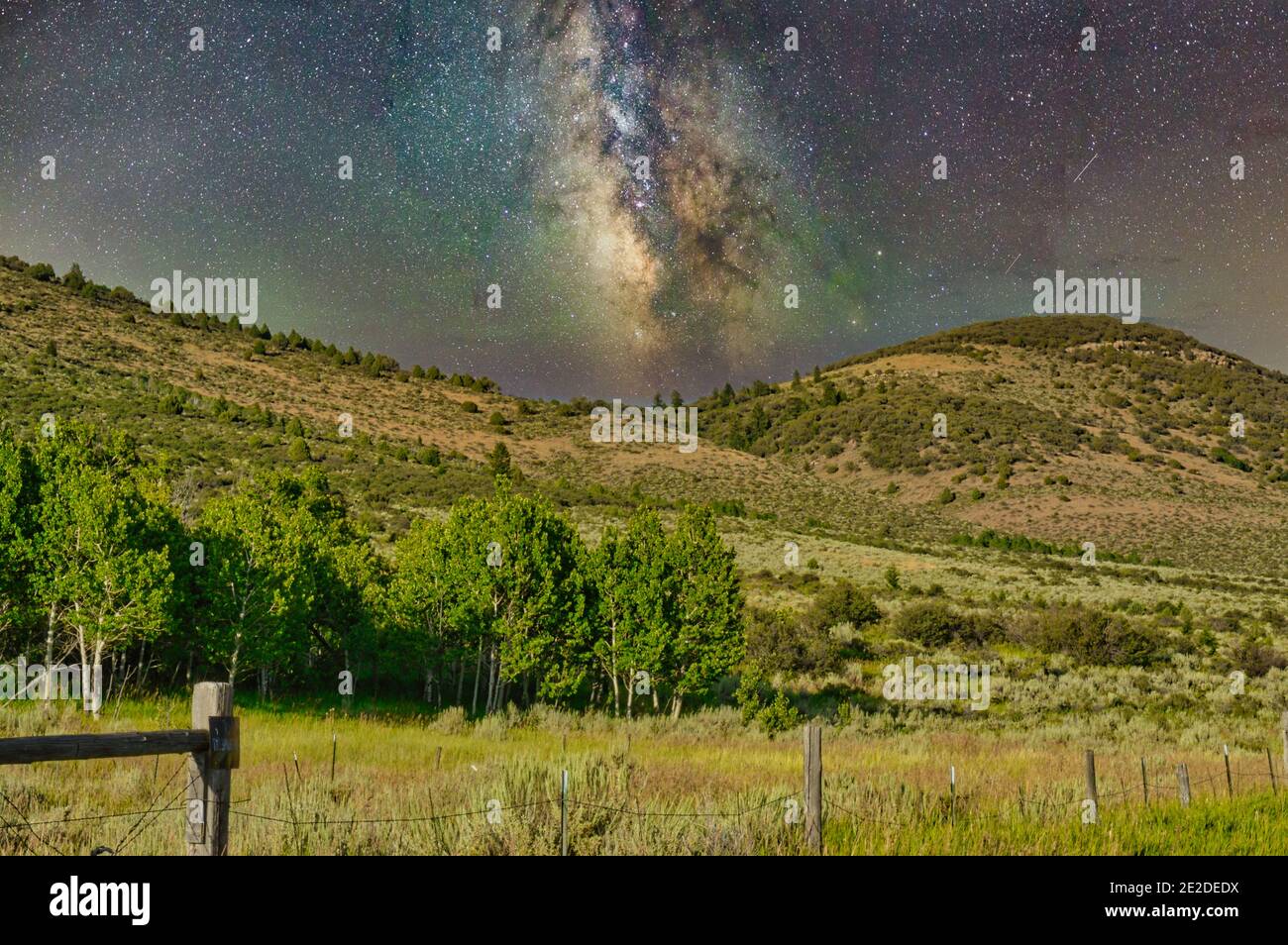 Beautiful view of hills under a starry night sk Stock Photo - Alamy