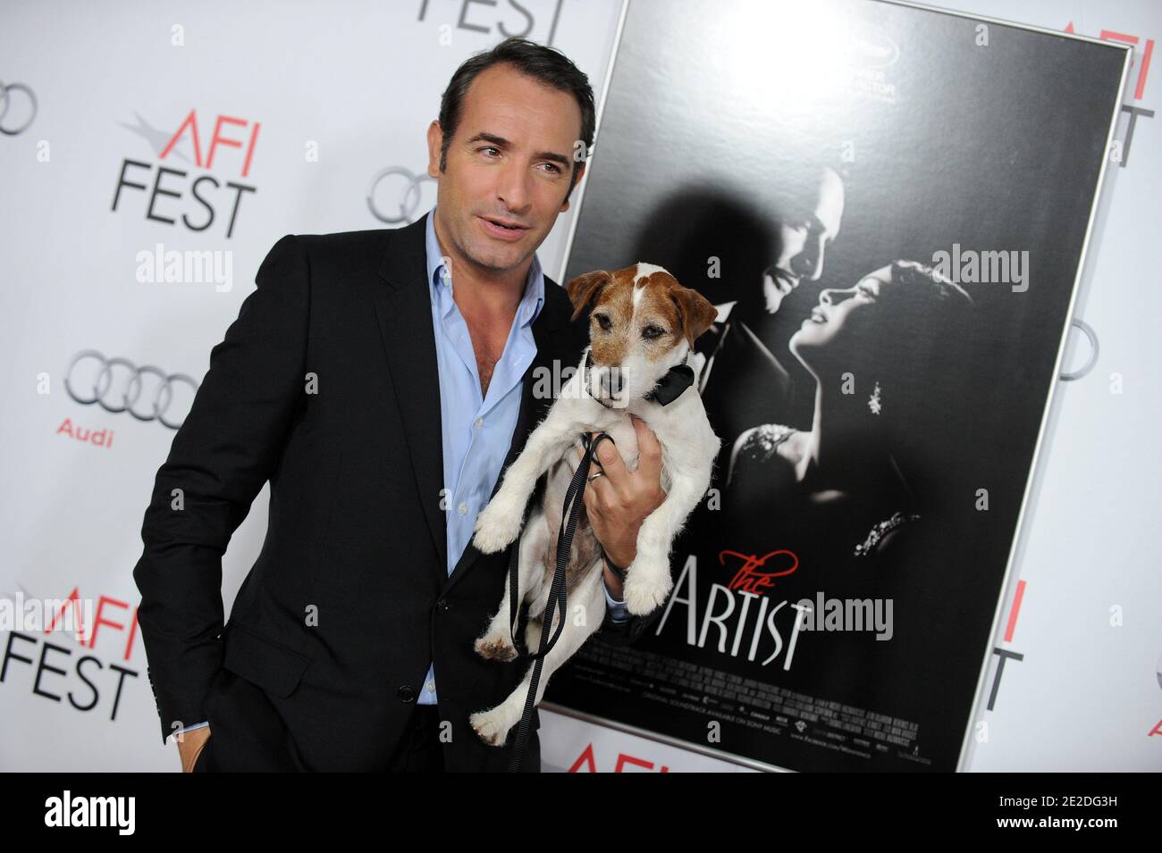 Jean Dujardin and Uggie arrive at 'The Artist' screening during AFI ...