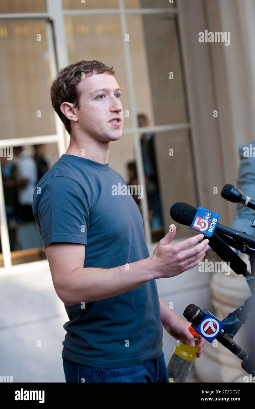 Facebook founder Mark Zuckerberg answers the media at the Harvard ...