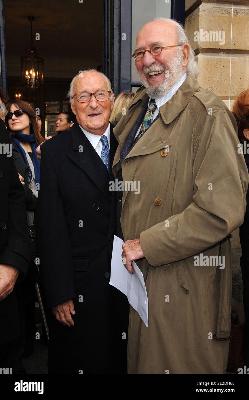 Jean-Pierre Marielle and Alain Decaux attending the unveiling of a ...