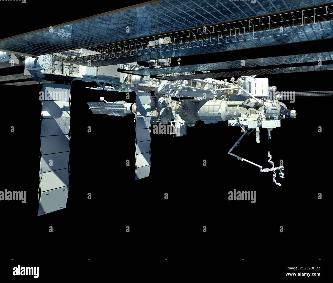 3D Rendering of the International Space Station with the work path ...