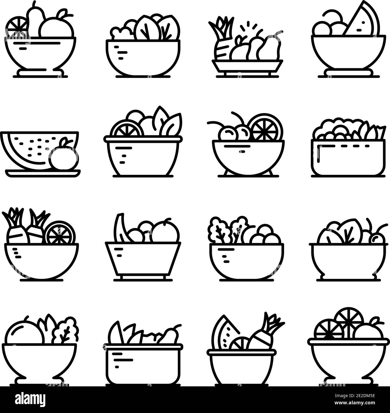 Fruit salad icons set. Outline set of fruit salad vector icons for web ... Fruit salad icons set. Outline set of fruit salad vector icons for web ...