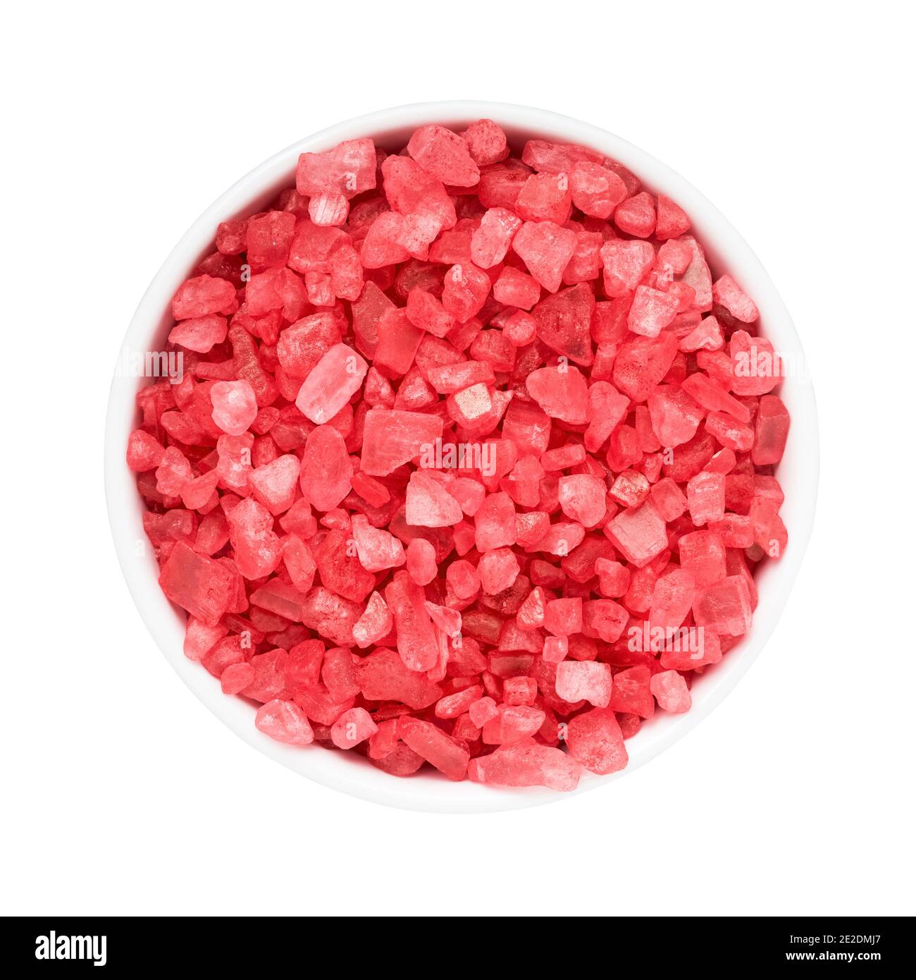 SPA concept. Red bath salt in bowl isolated over white with clipping ...