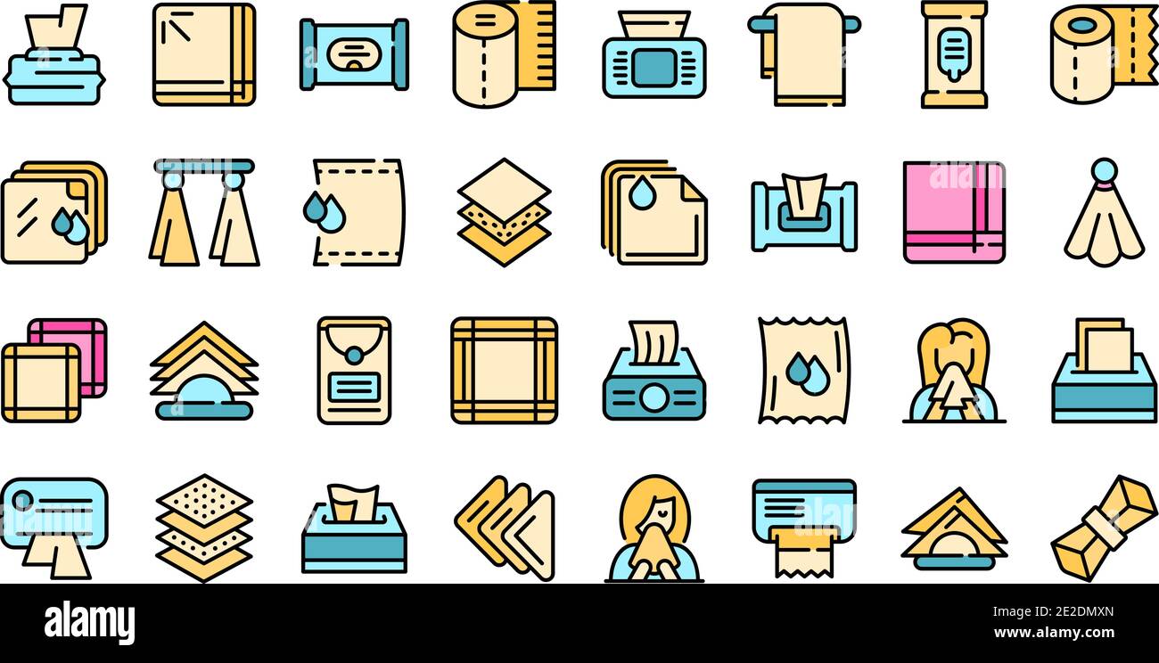 Handkerchief icons set. Outline set of handkerchief vector icons thin ...