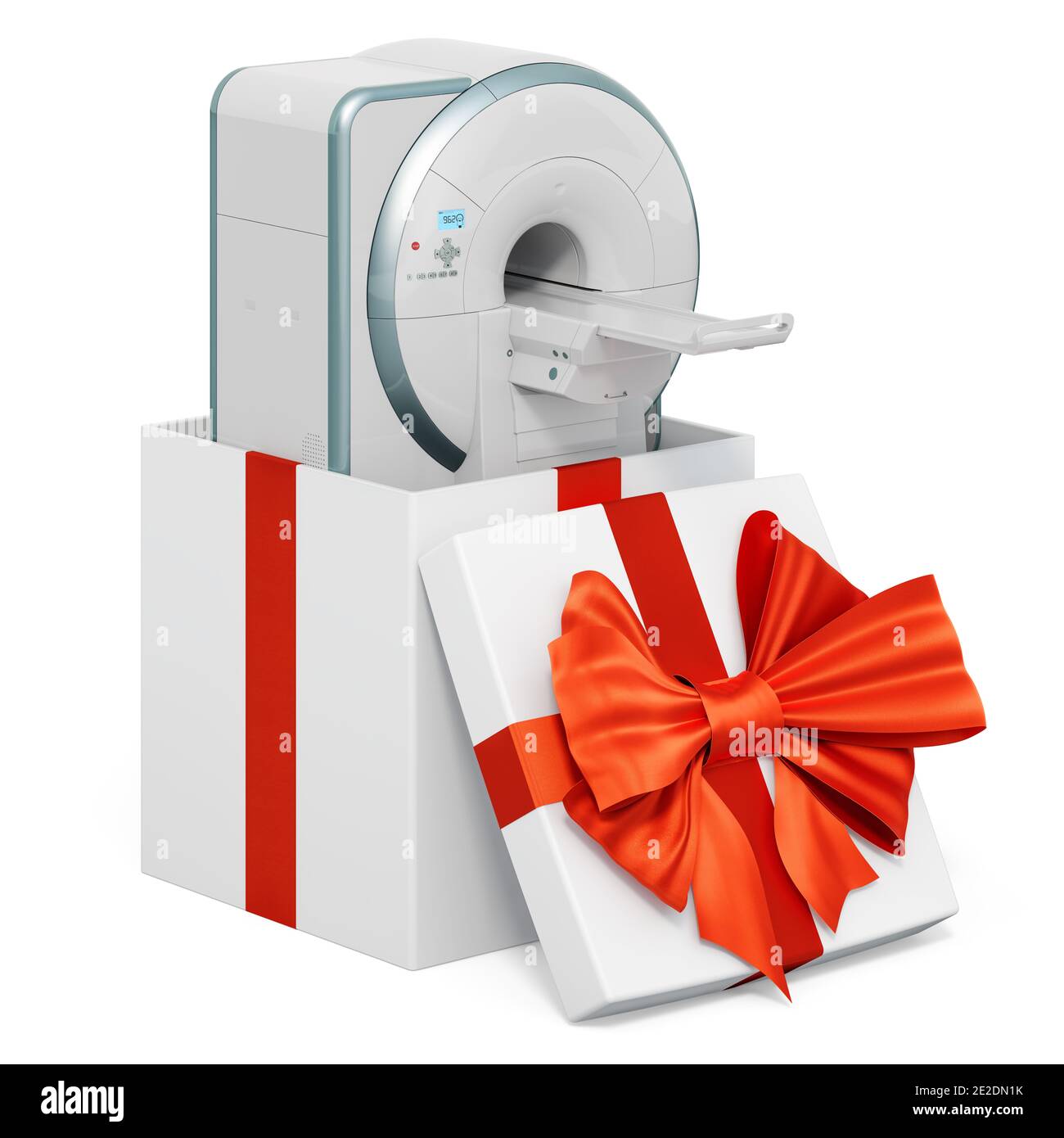 MRI Magnetic Resonance Imaging Scanner inside gift box, present concept ...