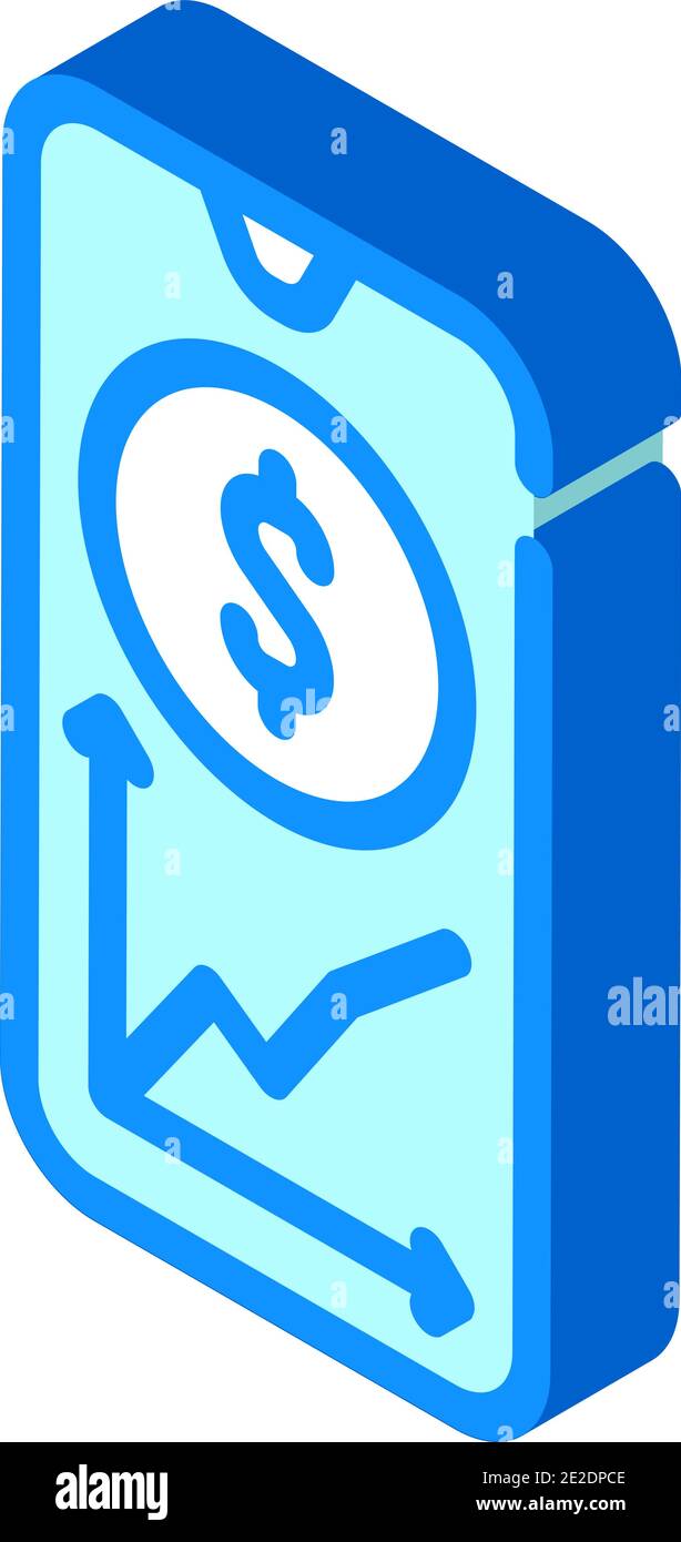 financial market monitoring mobile app isometric icon vector ...