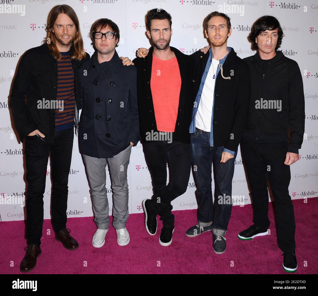 Maroon 5 arrives for the launch of Google Music at Mr. Brainwash Studio ...
