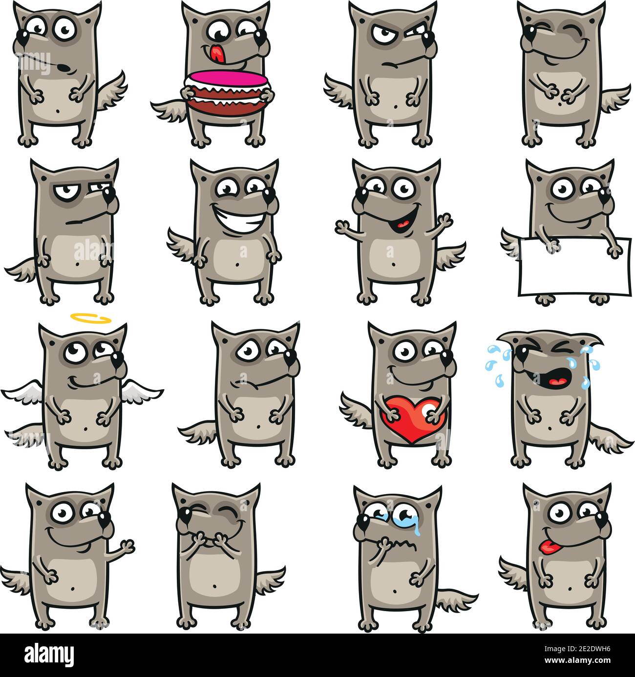 Smiley wolves, dogs individually grouped for easy copy-n-paste Stock ...