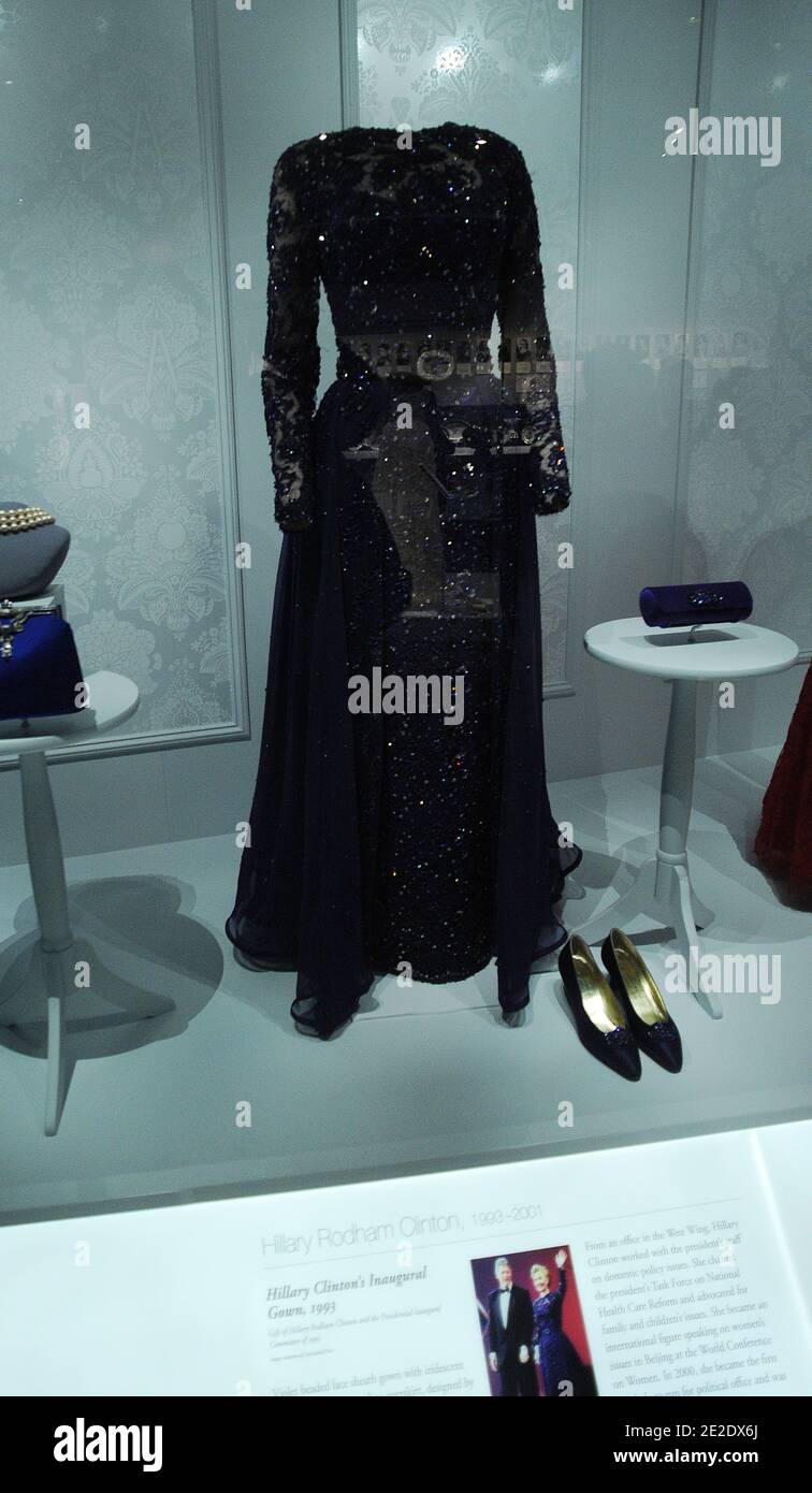 The Inaugural dress of First Lady Hillary Clinton is on display for a ...