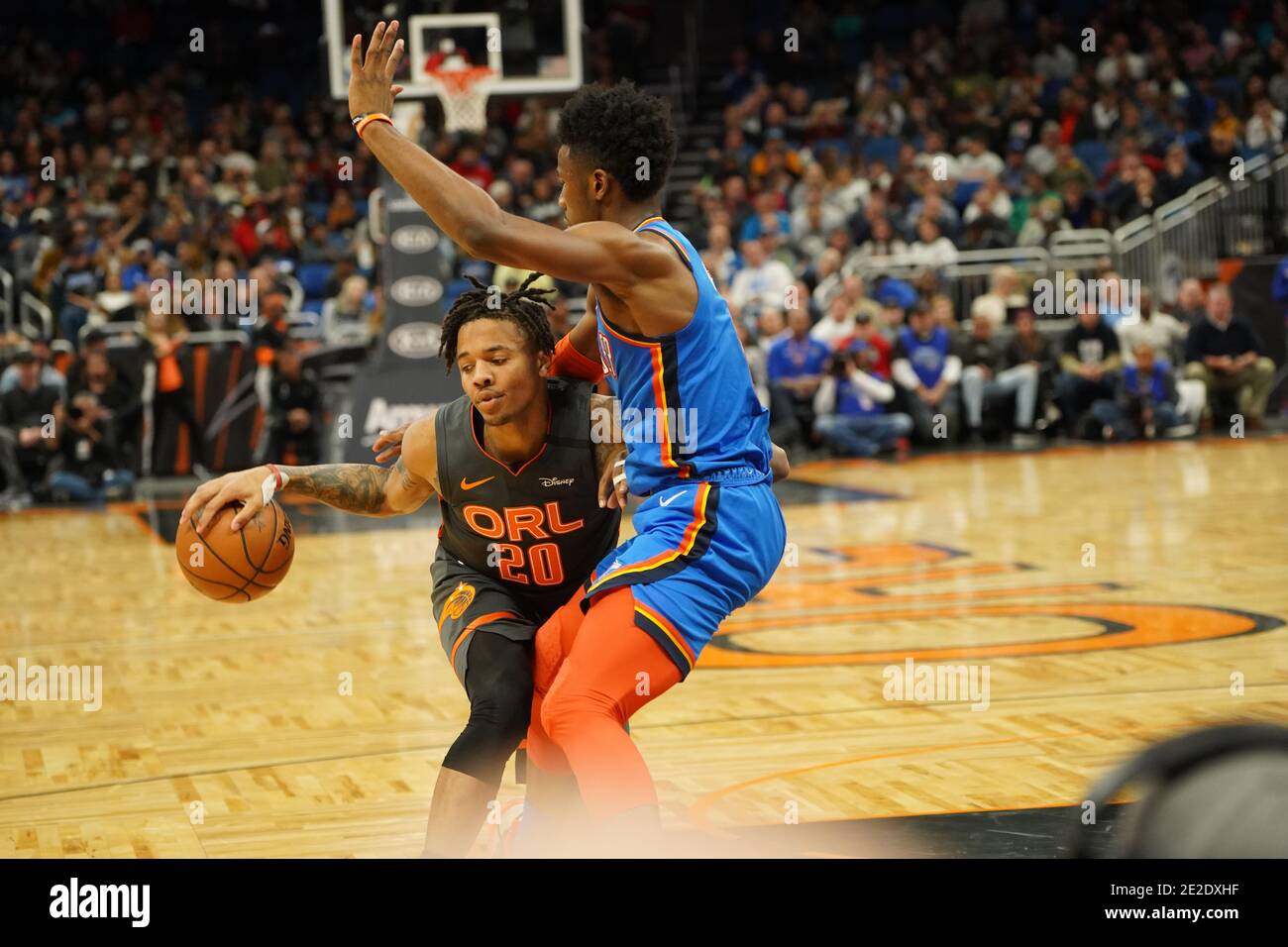 Oklahoma Thunder face the Orlando Magic at the Amway Center in Orlando ...