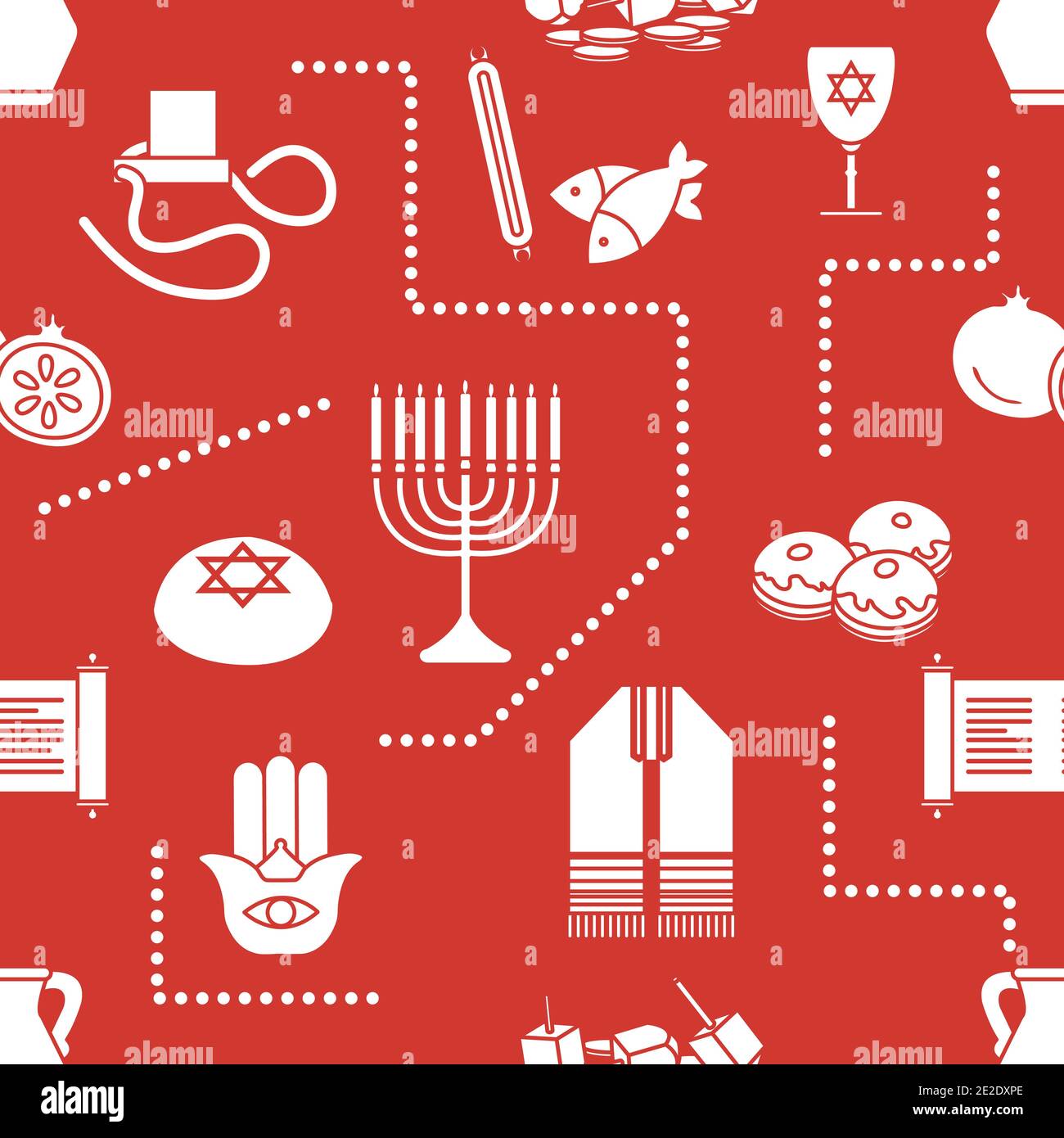 Vector Seamless pattern Illustration Jewish holiday Traditional symbols ...