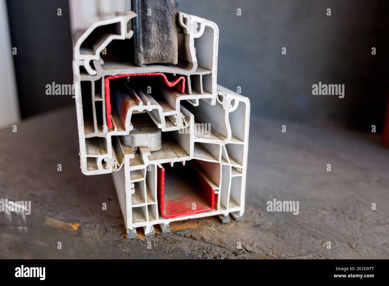 Inner section cut from the profile of the pvc frame of a window Stock ...