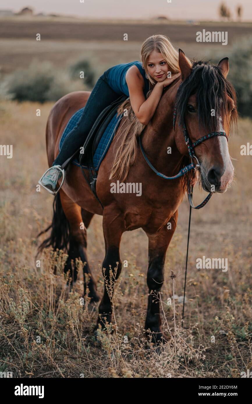 Beautiful Girl Riding Horse High Resolution Stock Photography and ...
