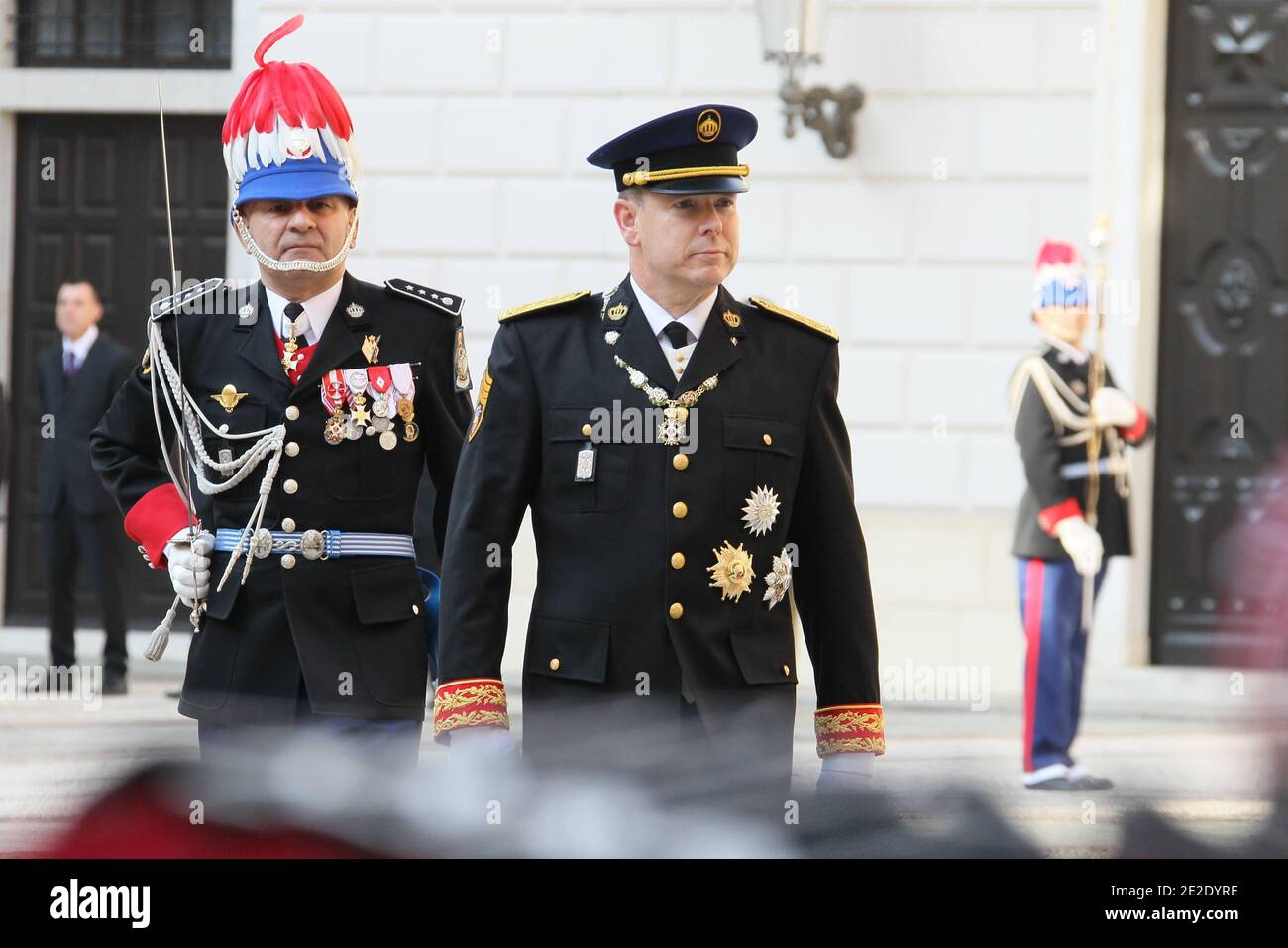 HSH the Prince Albert II of Monaco attending a military parade in the ...
