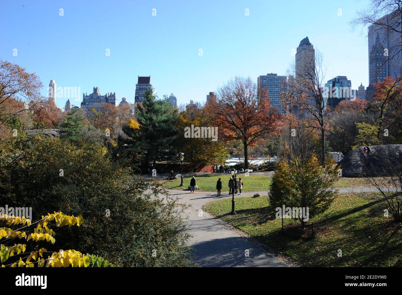 View of Central Park in Autumn on November, 18, 2011 in New York City ...