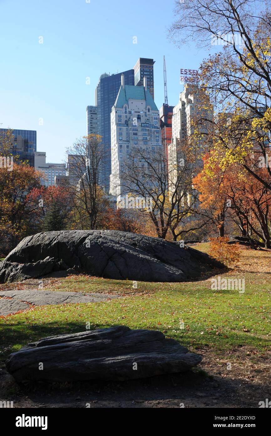 View of Central Park in Autumn on November, 18, 2011 in New York City ...