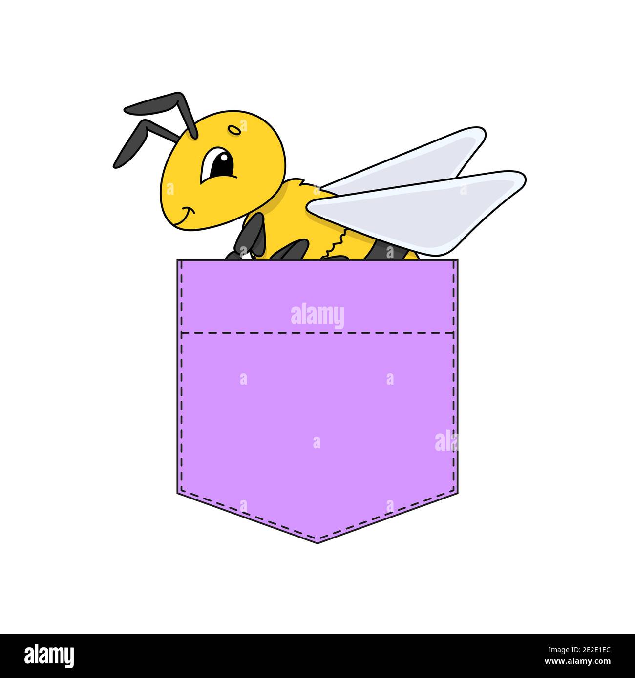 Cute character in shirt pocket. Colorful vector illustration. Cartoon ...