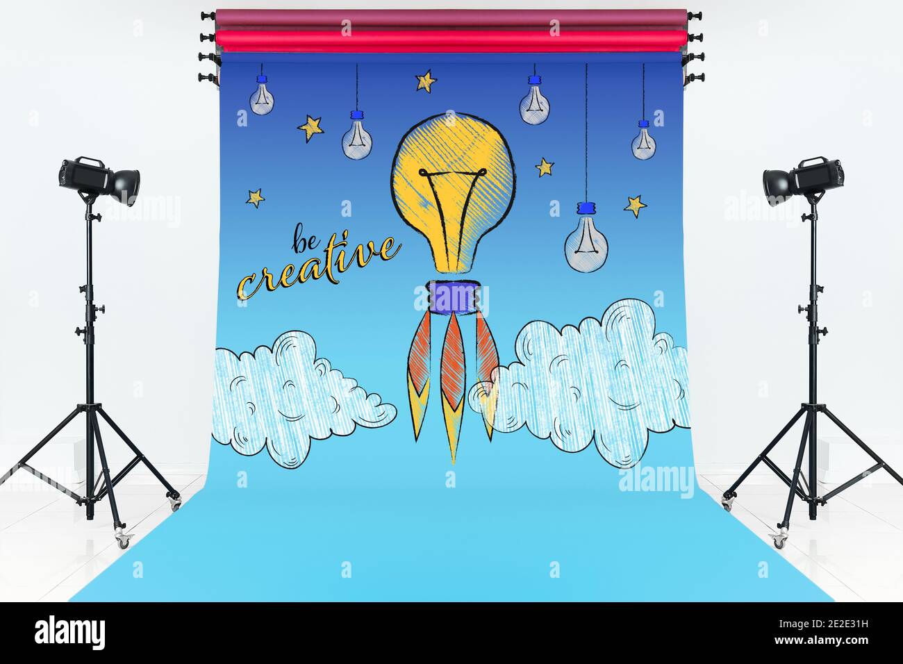 Professional equipment and color backdrop in modern photo studio Stock ...