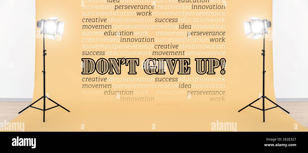 Professional equipment and color backdrop with written motivations in ...