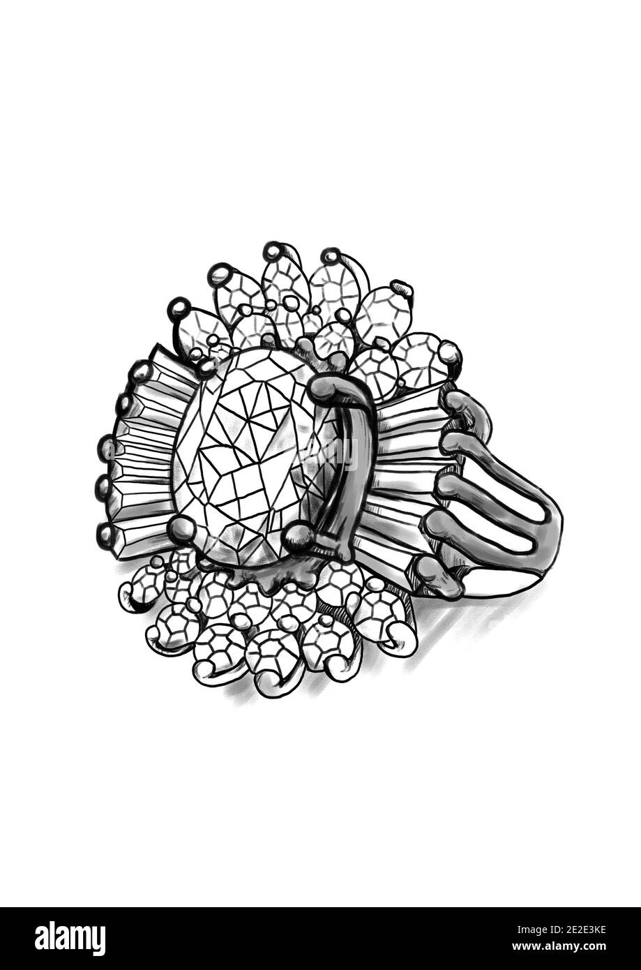 Sketch of beautiful ring on white background Stock Photo - Alamy