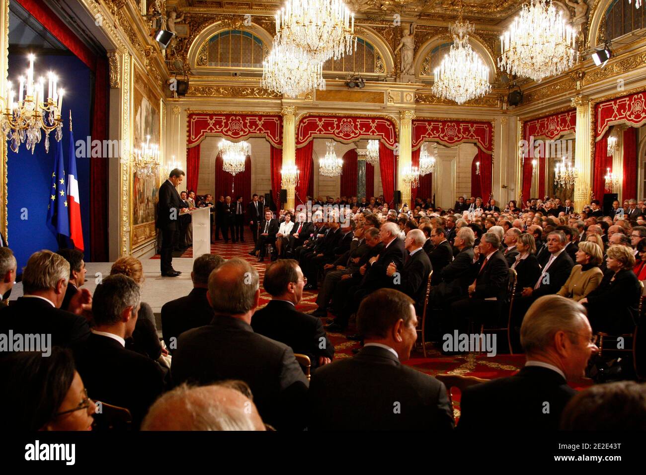 President Nicolas Sarkozy delivers a speech to French mayors on the ...