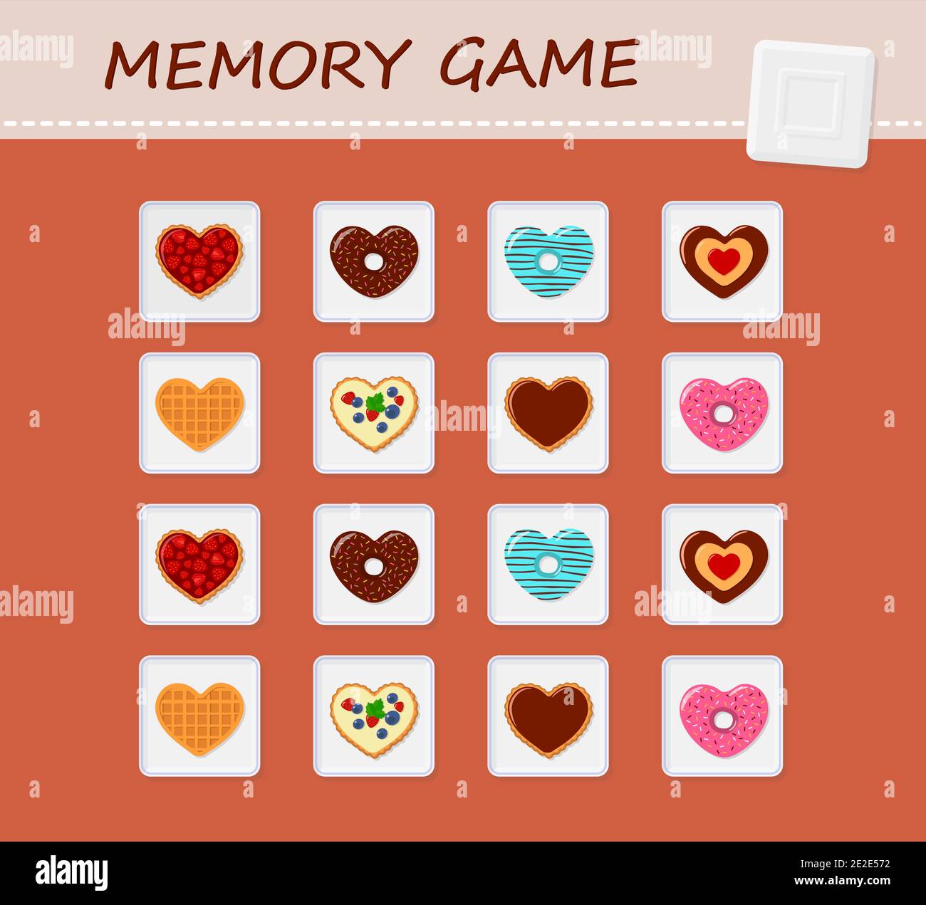 Memory game. Developing puzzle for kids and adults . Flat cartoon style ...