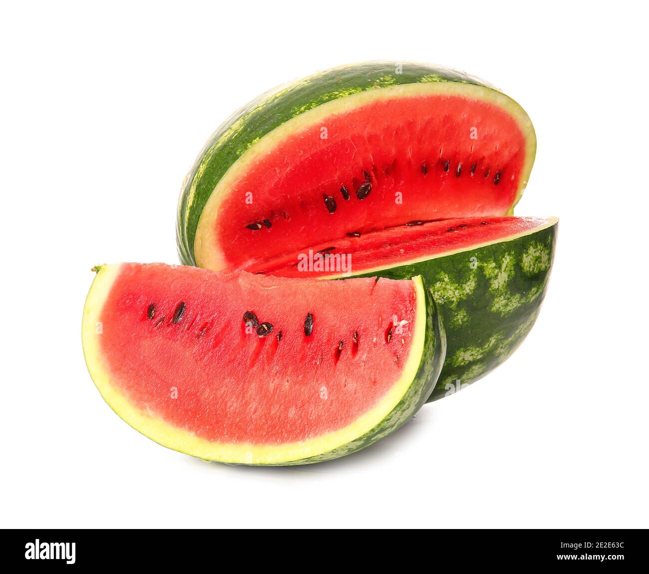 Ripe watermelon with slice isolated on white background Stock Photo - Alamy