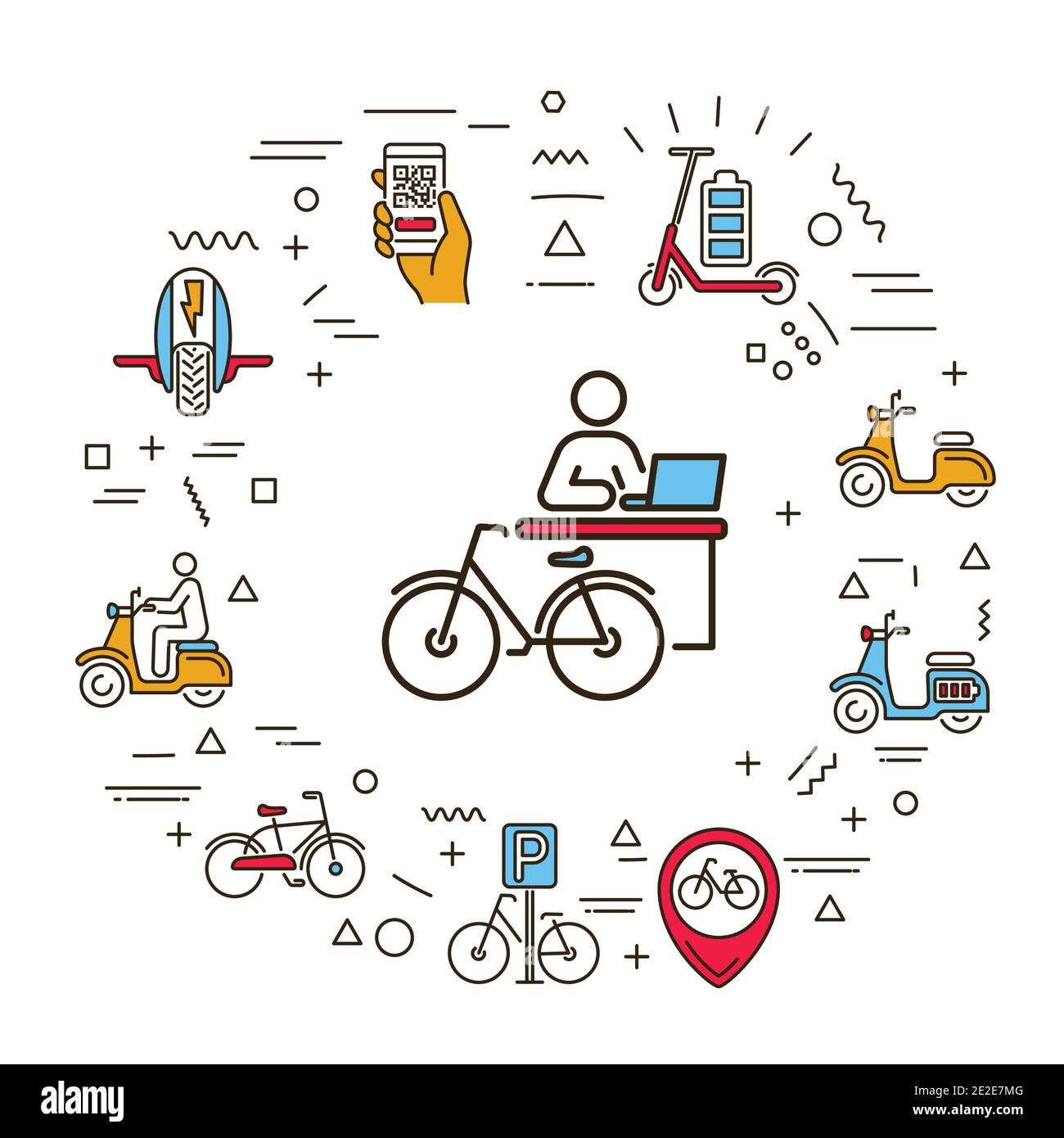 Rent transport web banner. Infographics with linear icons on white ...