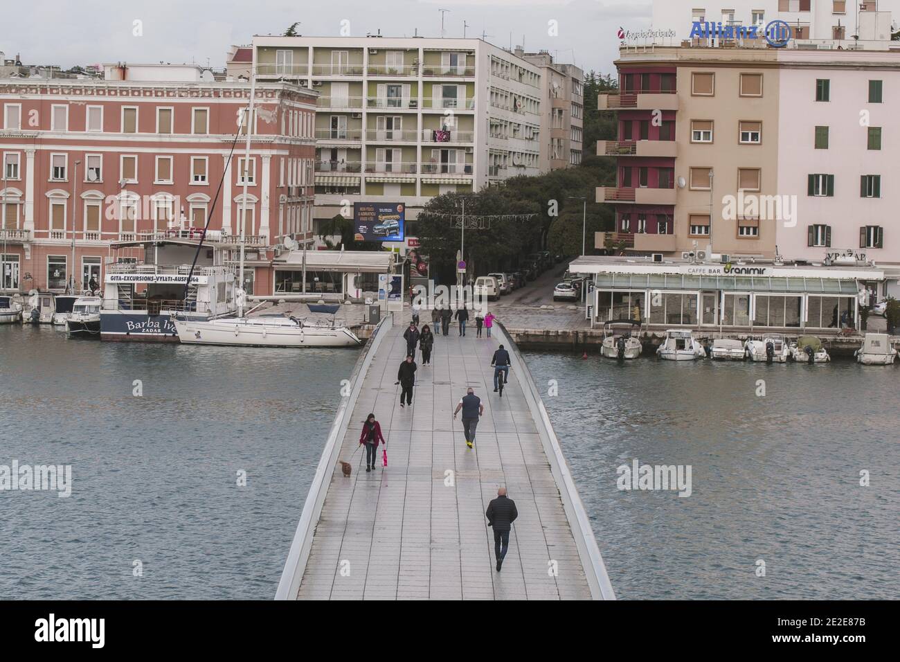 ZADAR, CROATIA - Jan 01, 2021: Famous Zadar bridge in the winter ...